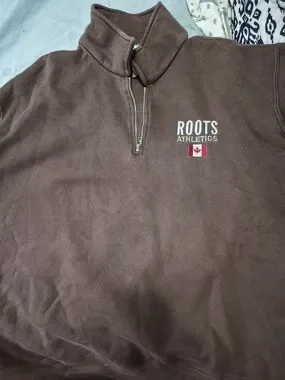 Roots | Sweaters | Roots Brown Halfzip Athletics Sweatshirt With ...